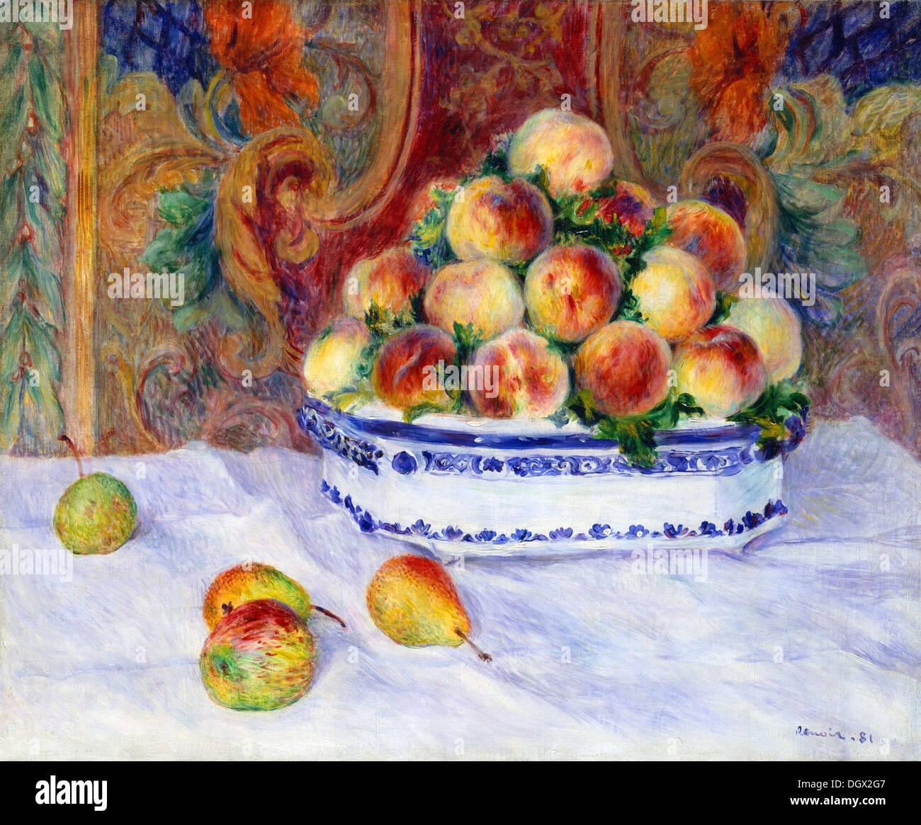 Still Life with Peaches - by Pierre-Auguste Renoir, 1881 Stock Photo ...