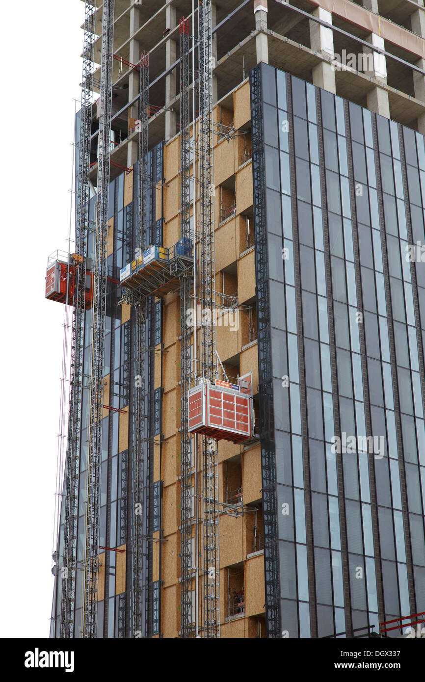 Construction lifts at the DC Tower 1, Donau City, Donaustadt, Vienna ...