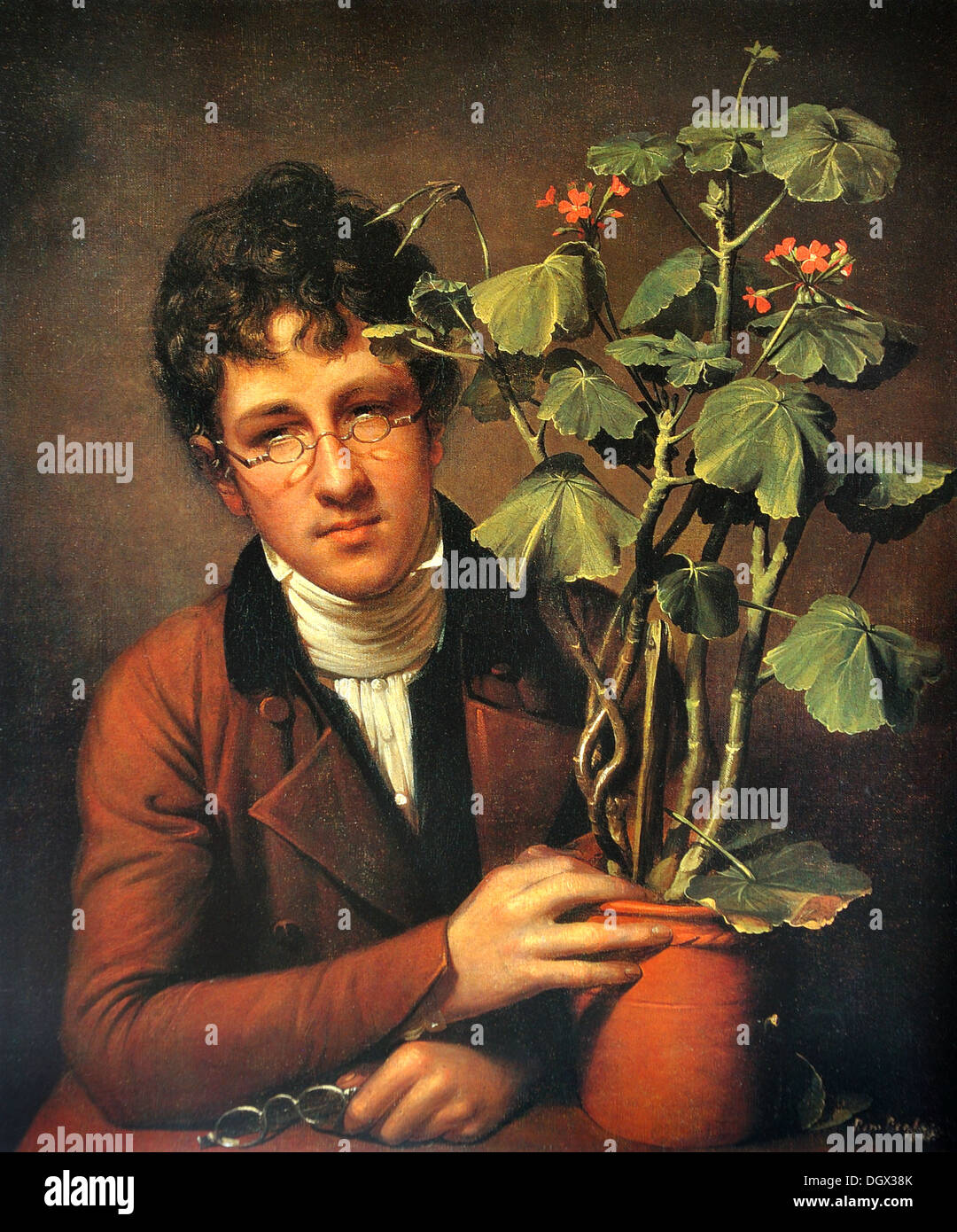 Rubens Peale with a Geranium - by Rembrandt Peale, 1801 Stock Photo - Alamy