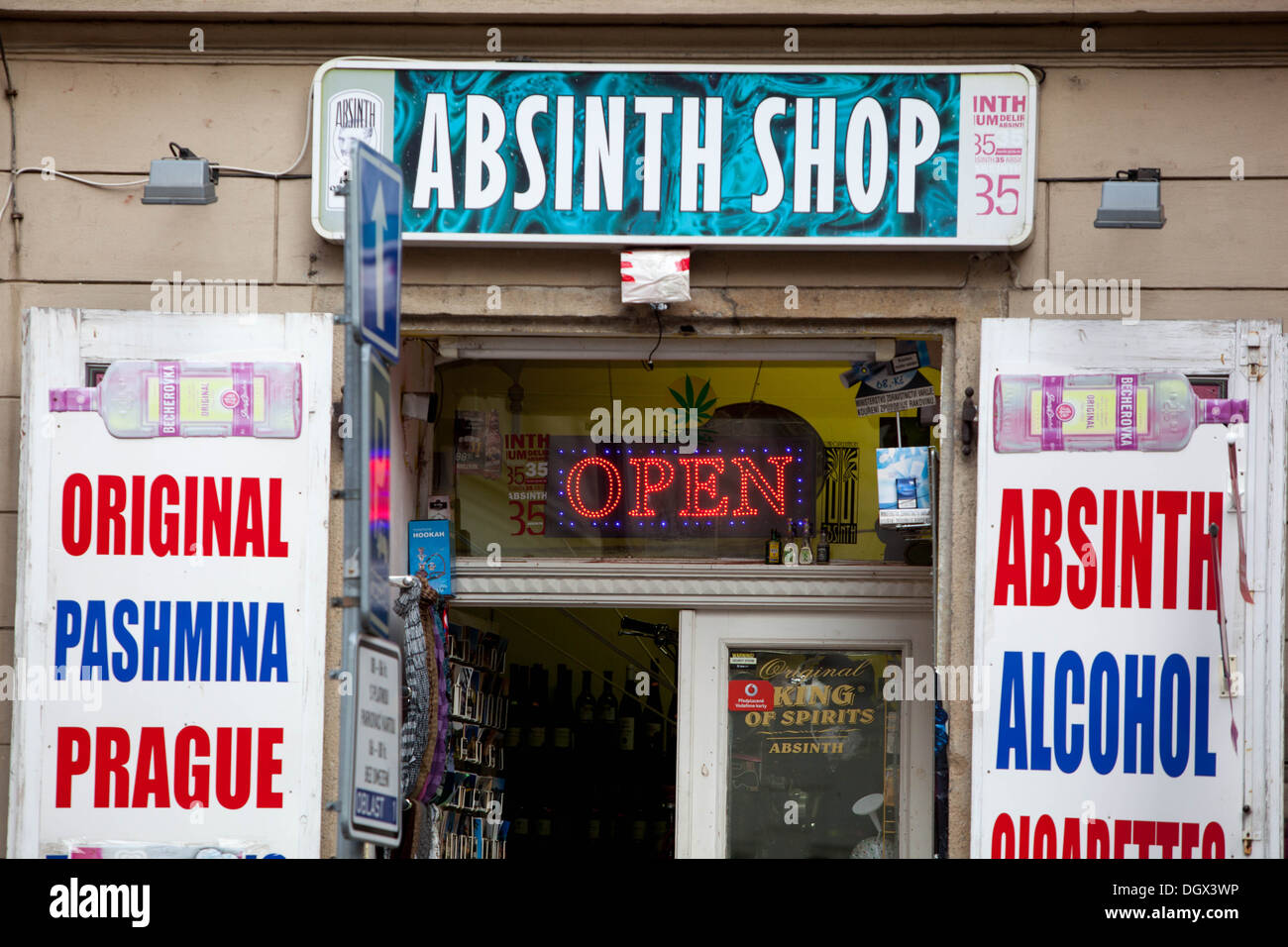 Absinthe shop Prague Czech Republic Stock Photo - Alamy