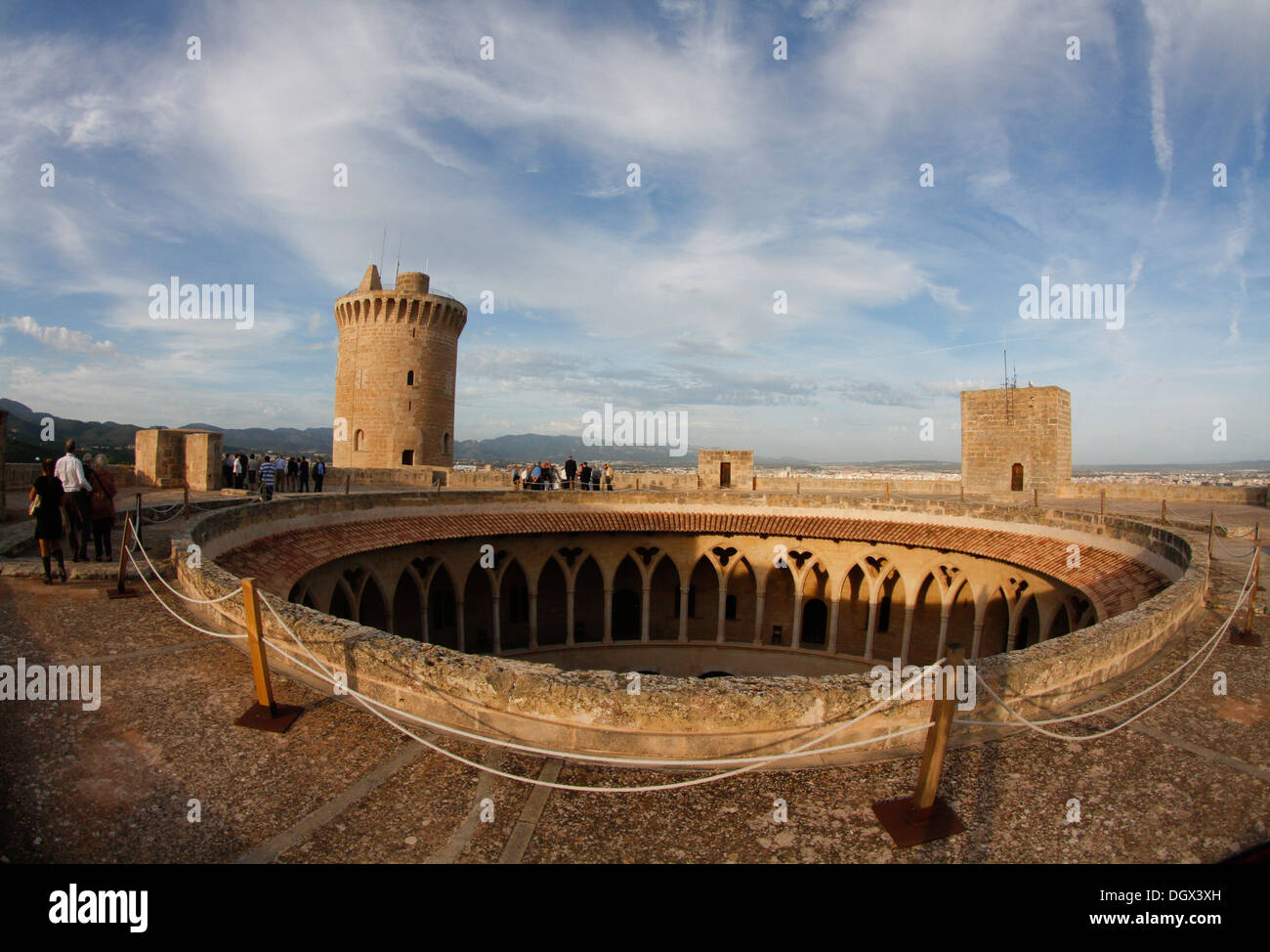 Different scenes from Bellver Castle, in the island of Majorca, Spain ...