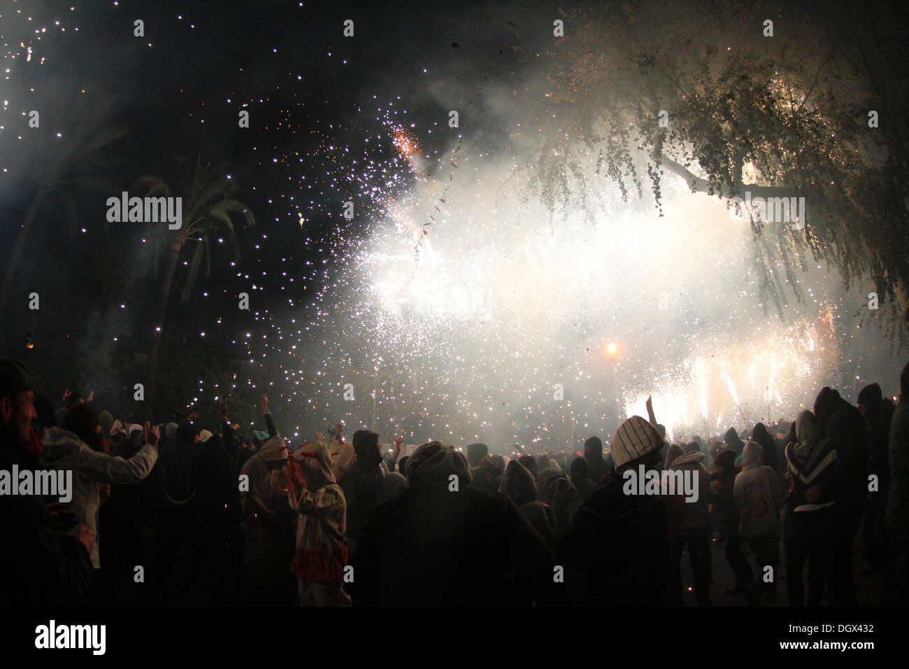 Correfocs fire run traditional festival hi-res stock photography and ...