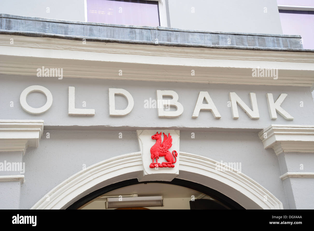 Old Bank sign, High Street, Abergavenny, Monmouthshire, Wales, United ...