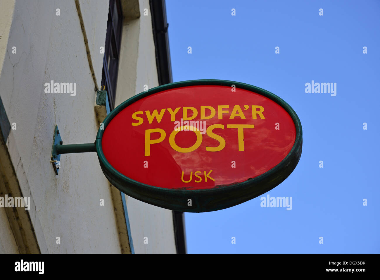 Post Office (Swyddfa'r) sign, Bridge Street, Usk, Monmouthshire, Wales ...