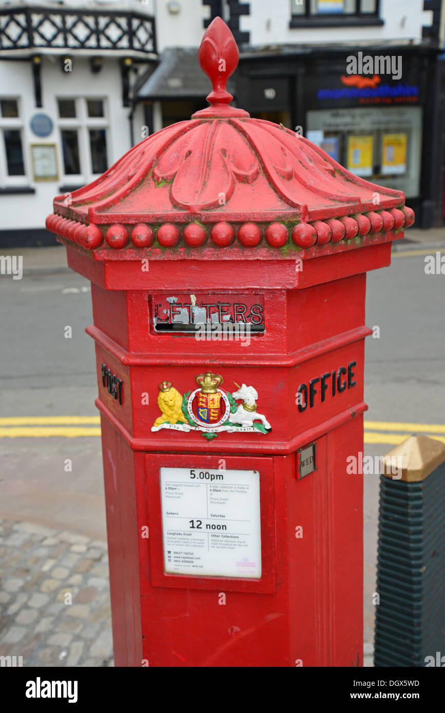 A Victorian hexagonal red pillar box in Agincourt Square, Monmouth ...