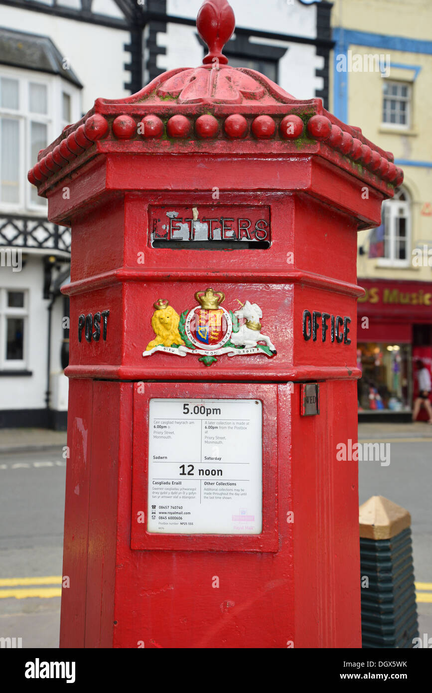A Victorian hexagonal red pillar box in Agincourt Square, Monmouth ...