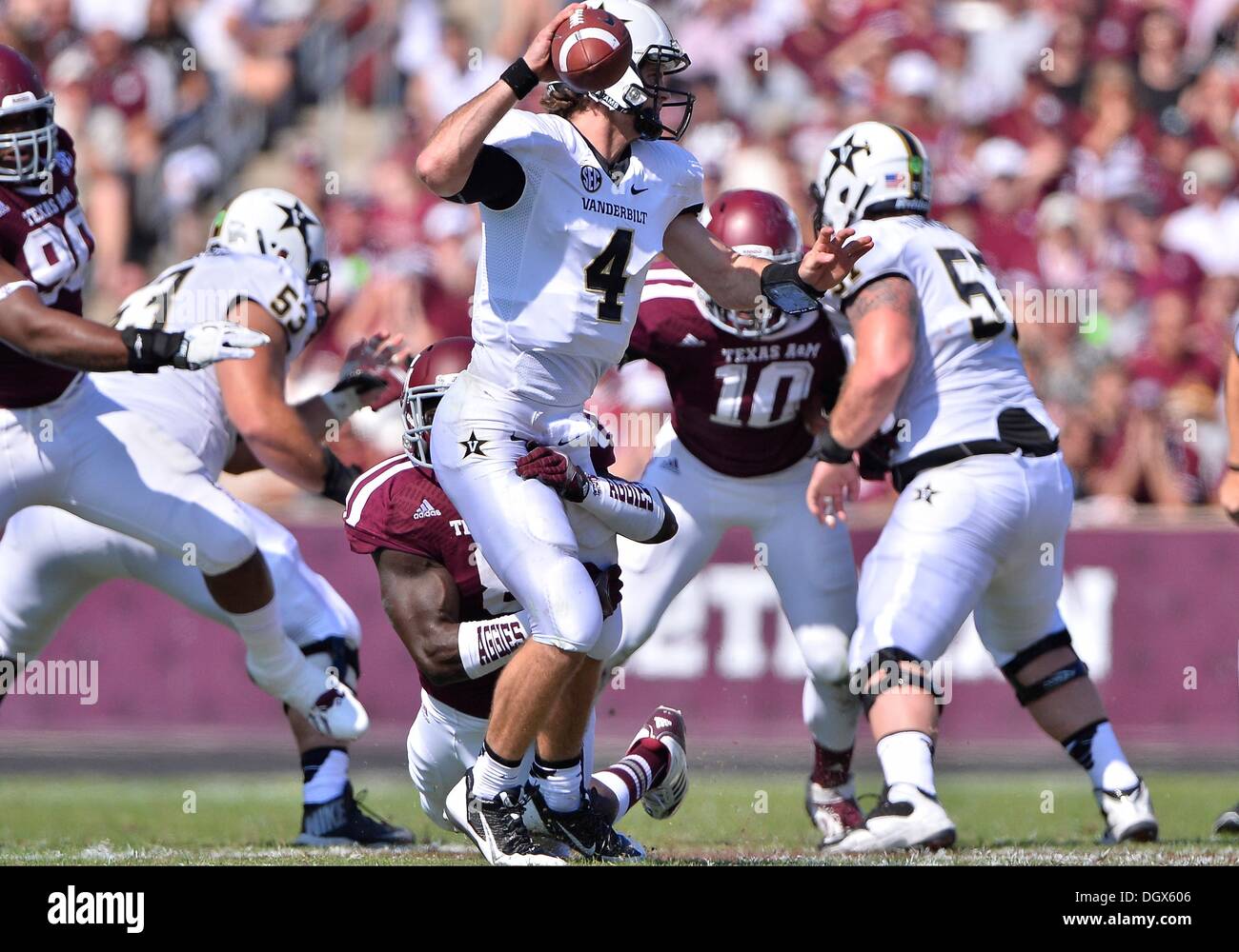 College Station, TX, USA. 26th Oct, 2013. Vanderbilt quarterback Patton ...