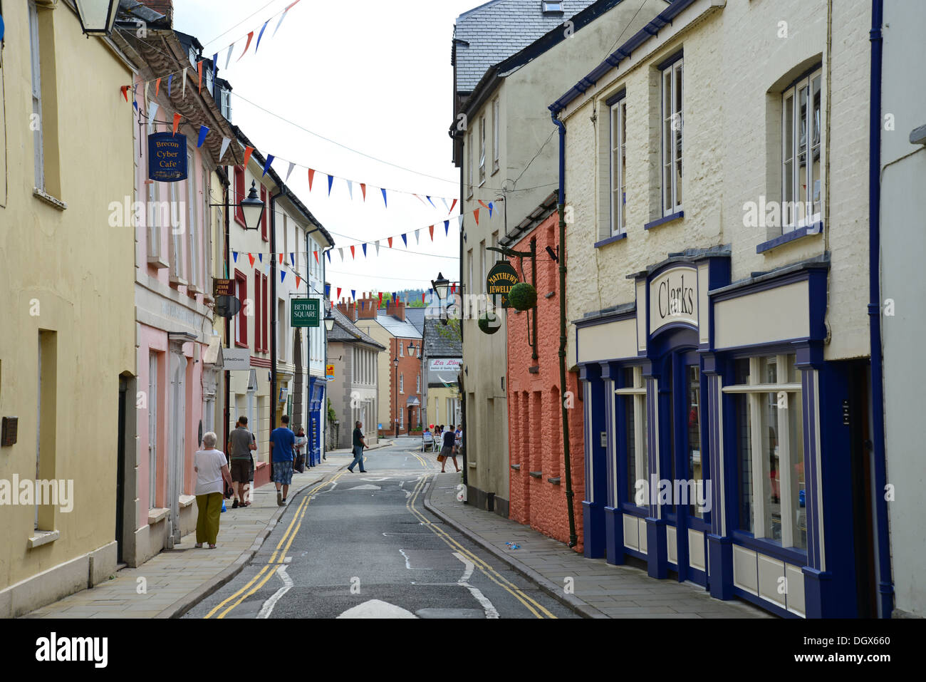 High Street, Brecon, Brecon Beacons National Park, Powys, Wales, United ...