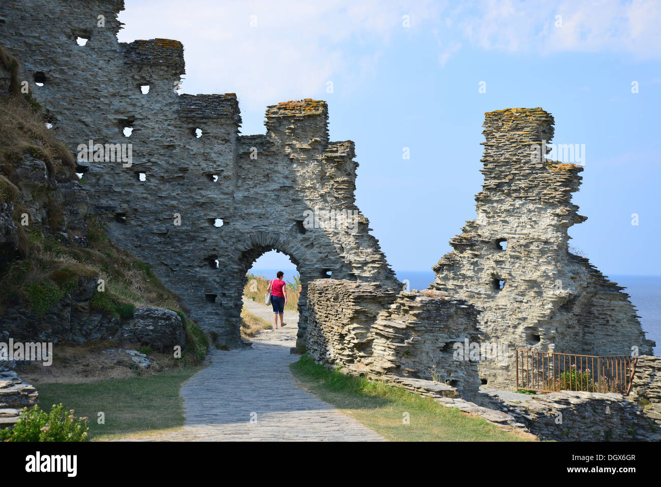 Ruins of Tintagel Castle, (legendary birthplace of King Arthur ...