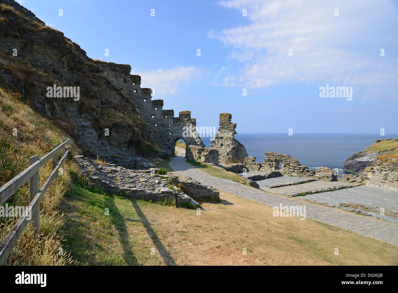 Ruins of Tintagel Castle, (legendary birthplace of King Arthur ...