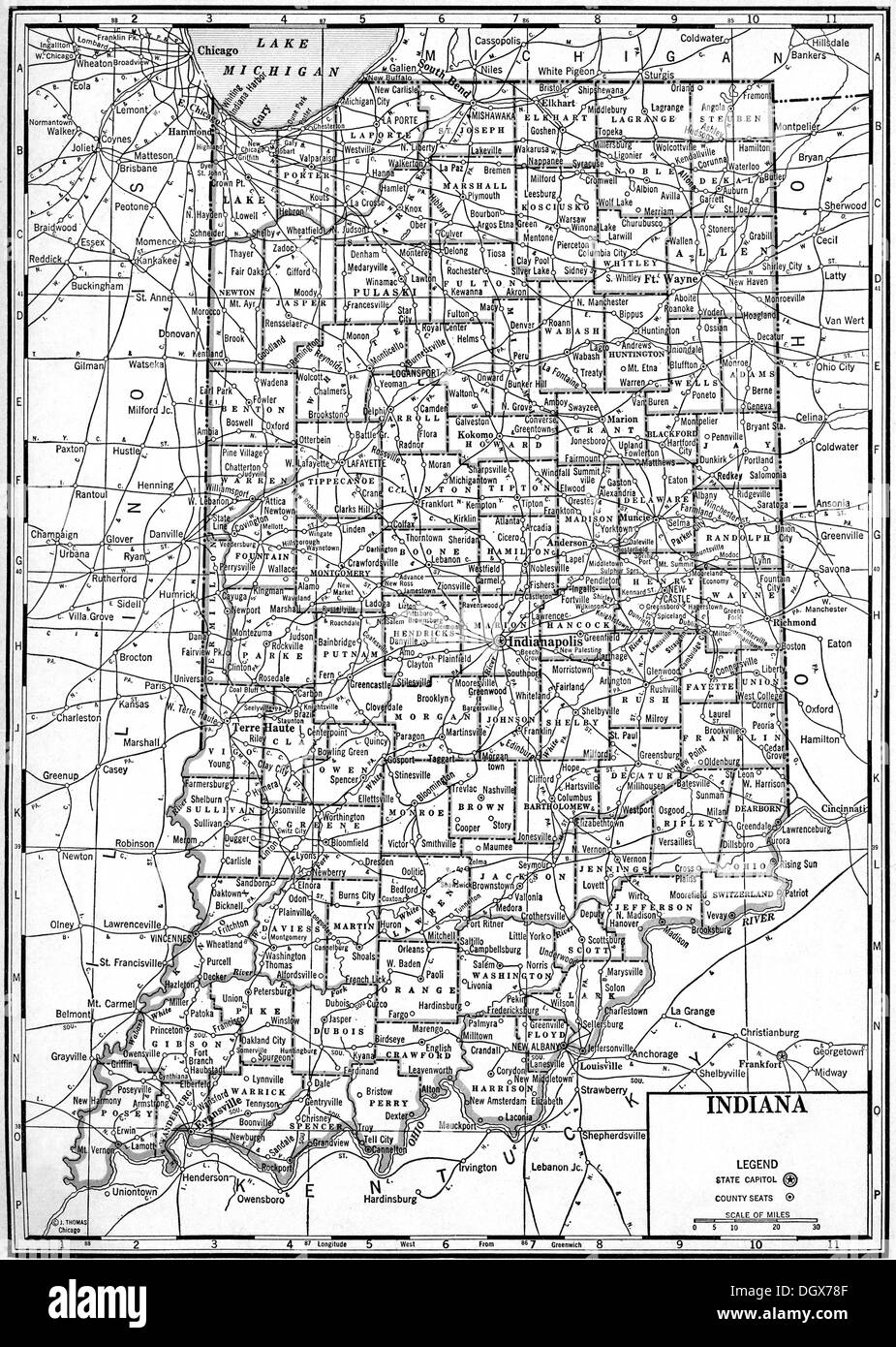 Indiana State Map With Cities And Towns