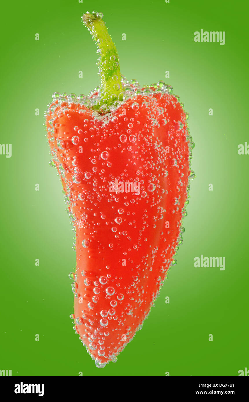 red pepper and bubbles shoot in studio Stock Photo - Alamy