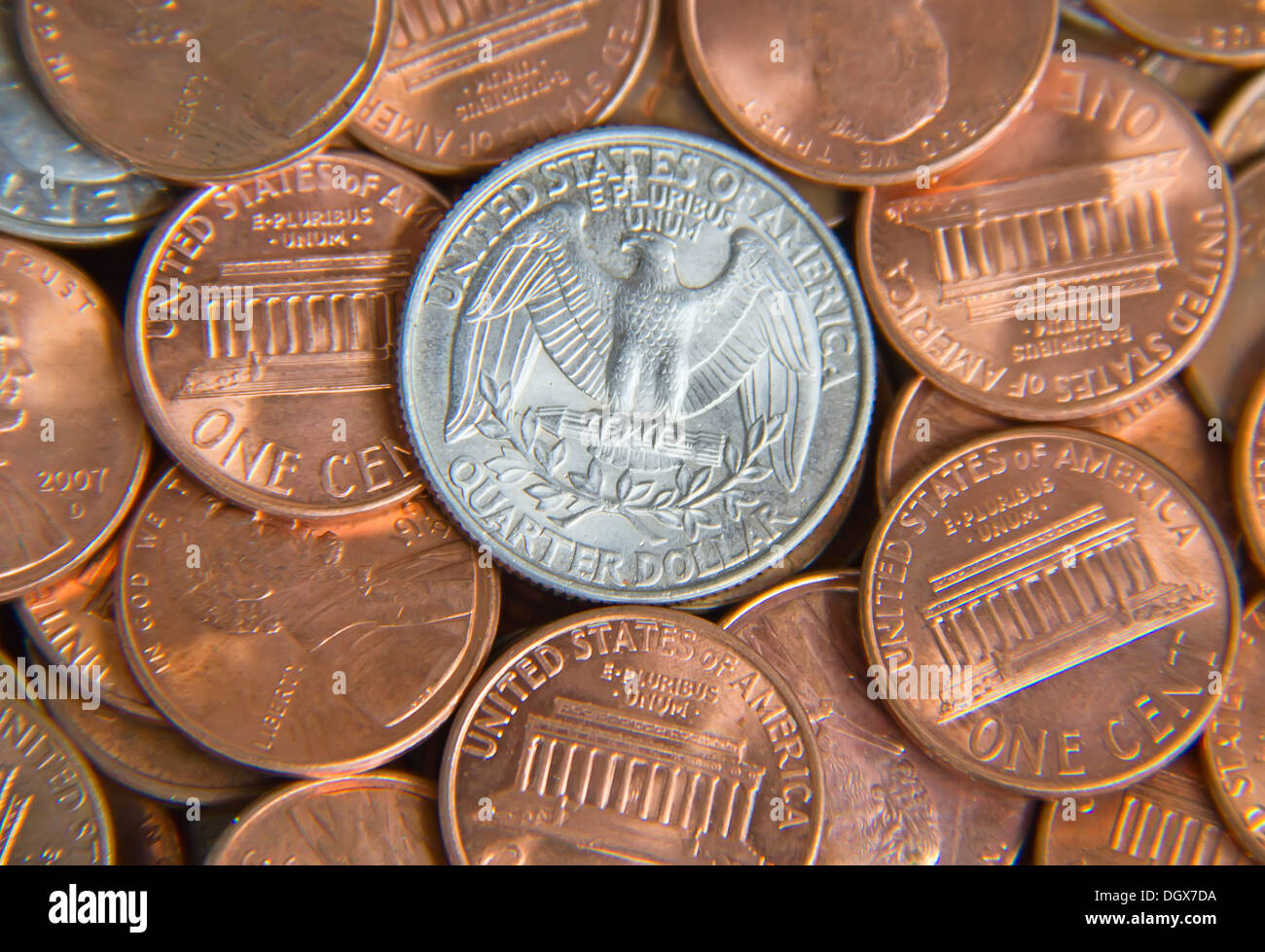 Pile of the US coins Stock Photo - Alamy
