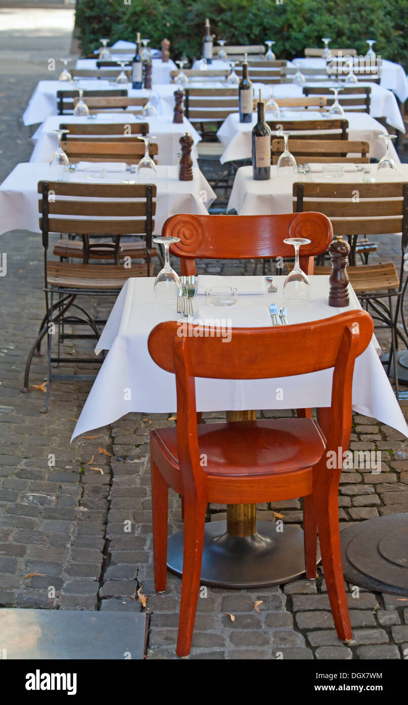 Small street cafe opened for visitors Stock Photo - Alamy