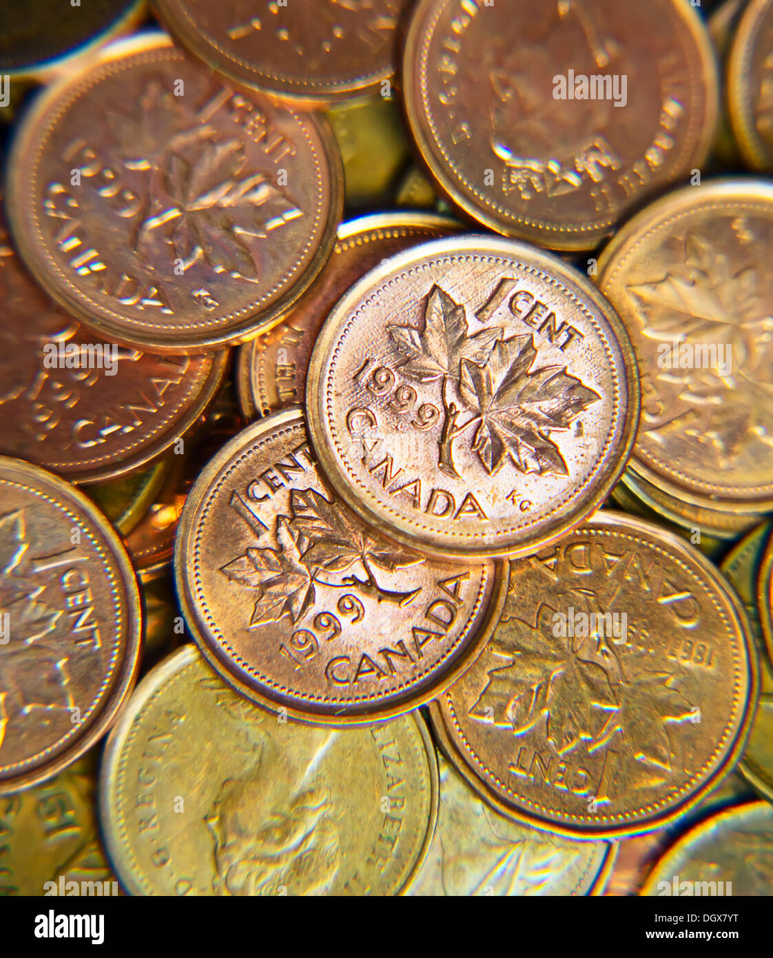 Huge pile of the canada coins Stock Photo - Alamy