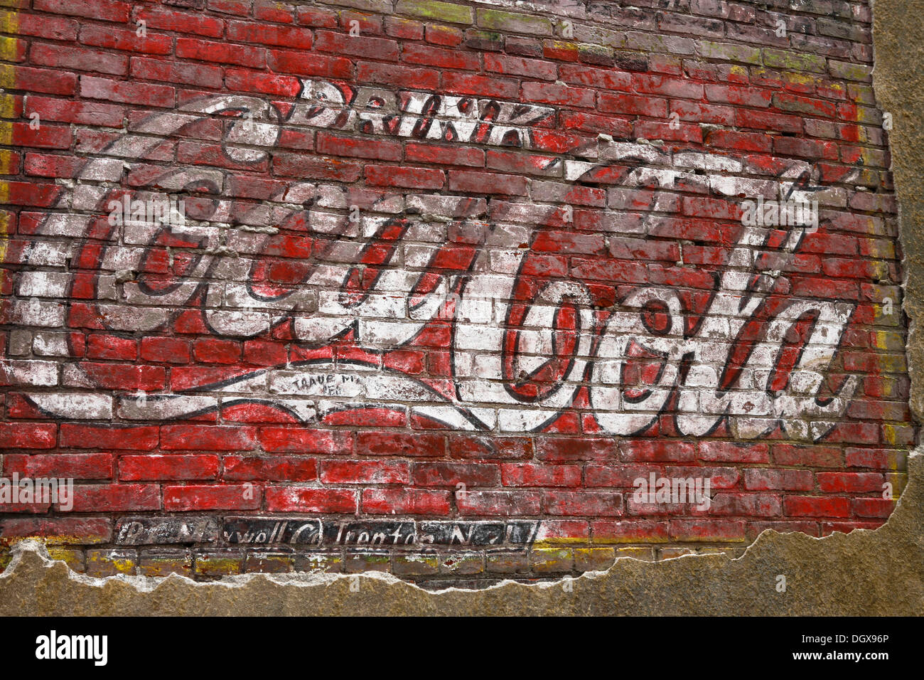 Old Coca-Cola advertising on a brick wall, philadelphia Stock Photo ...