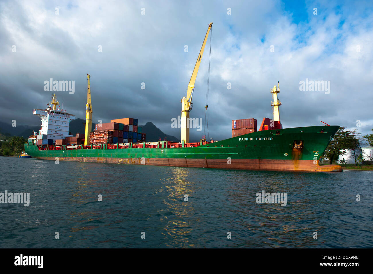 Container ship in the port, Alotau, Papua New Guinea Stock Photo - Alamy