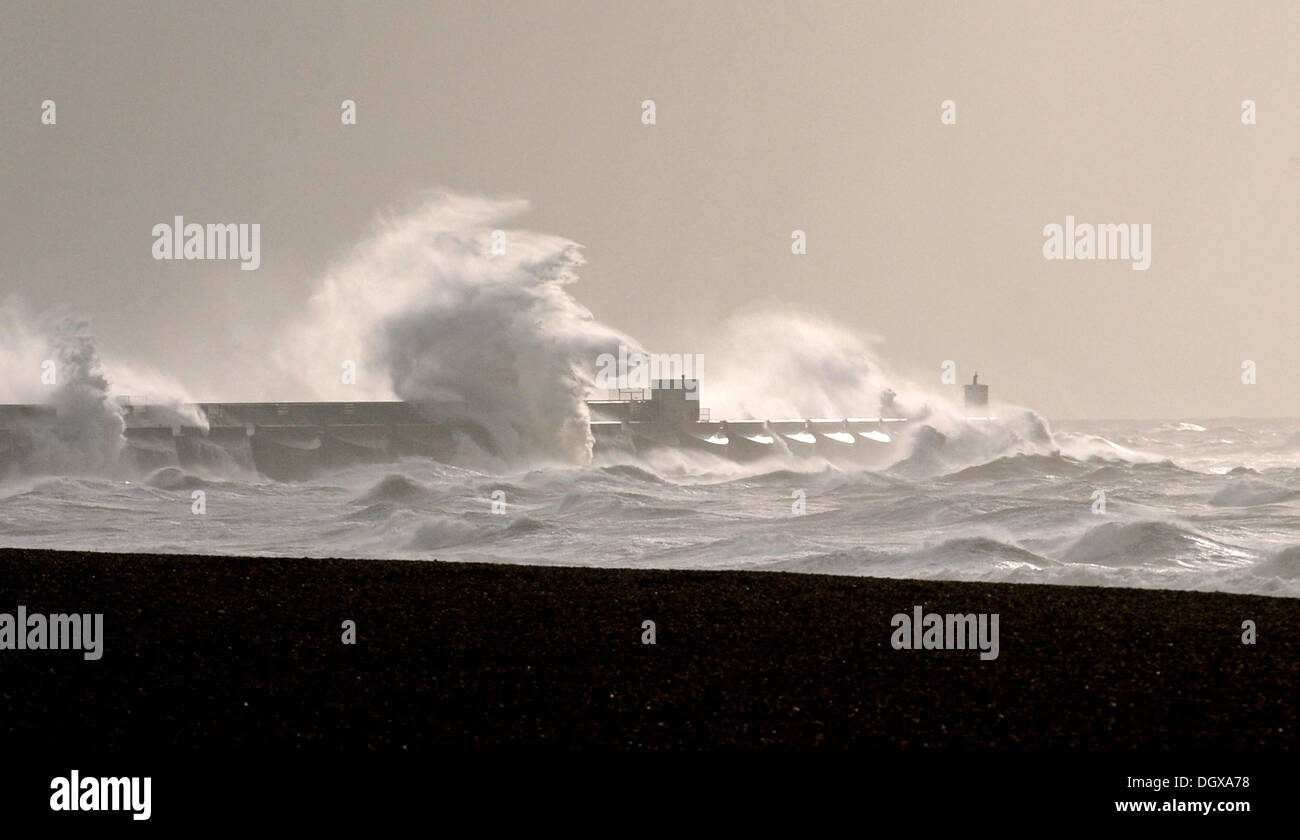 Brighton Sussex UK 27th October 2013 - Huge waves crash over Brighton ...