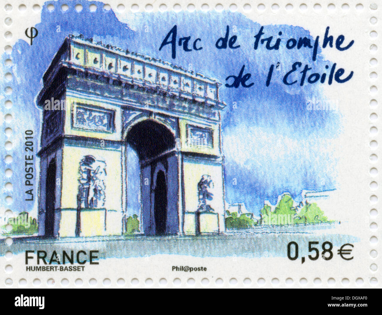 France postage stamp depicting the Arch of Triumph in Paris Stock Photo ...