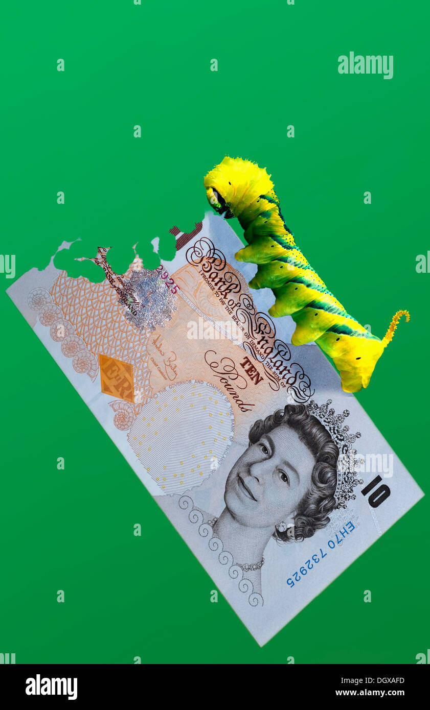 Caterpillar eating money Stock Photo - Alamy