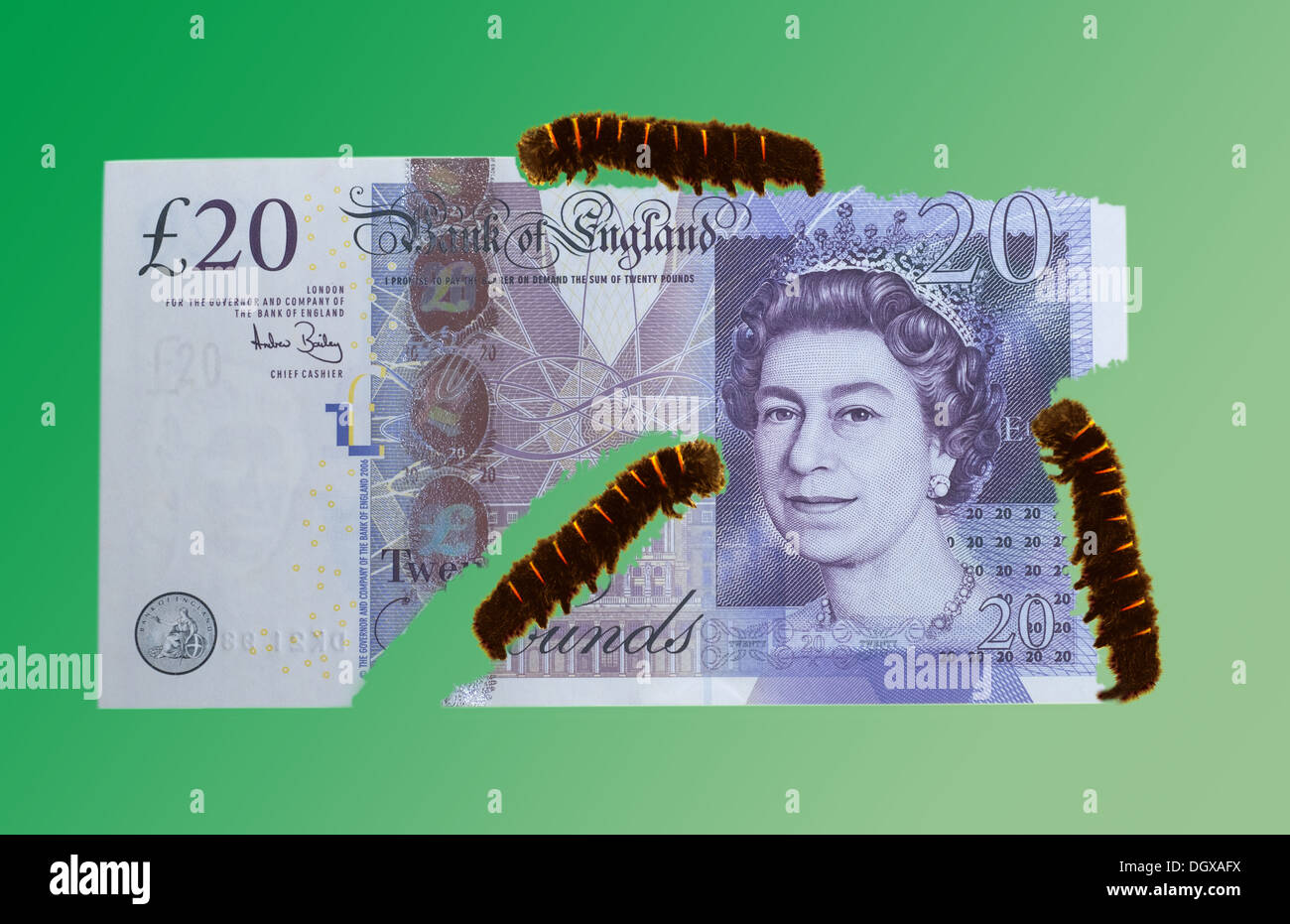 Caterpillars eating money Stock Photo - Alamy