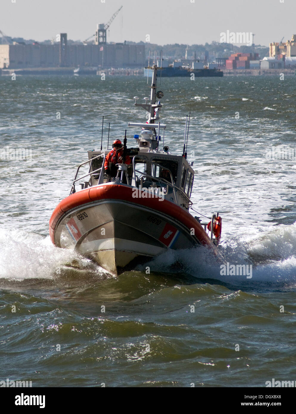 Coast Guard defender class boat on the Hudson River by NYC Stock Photo ...