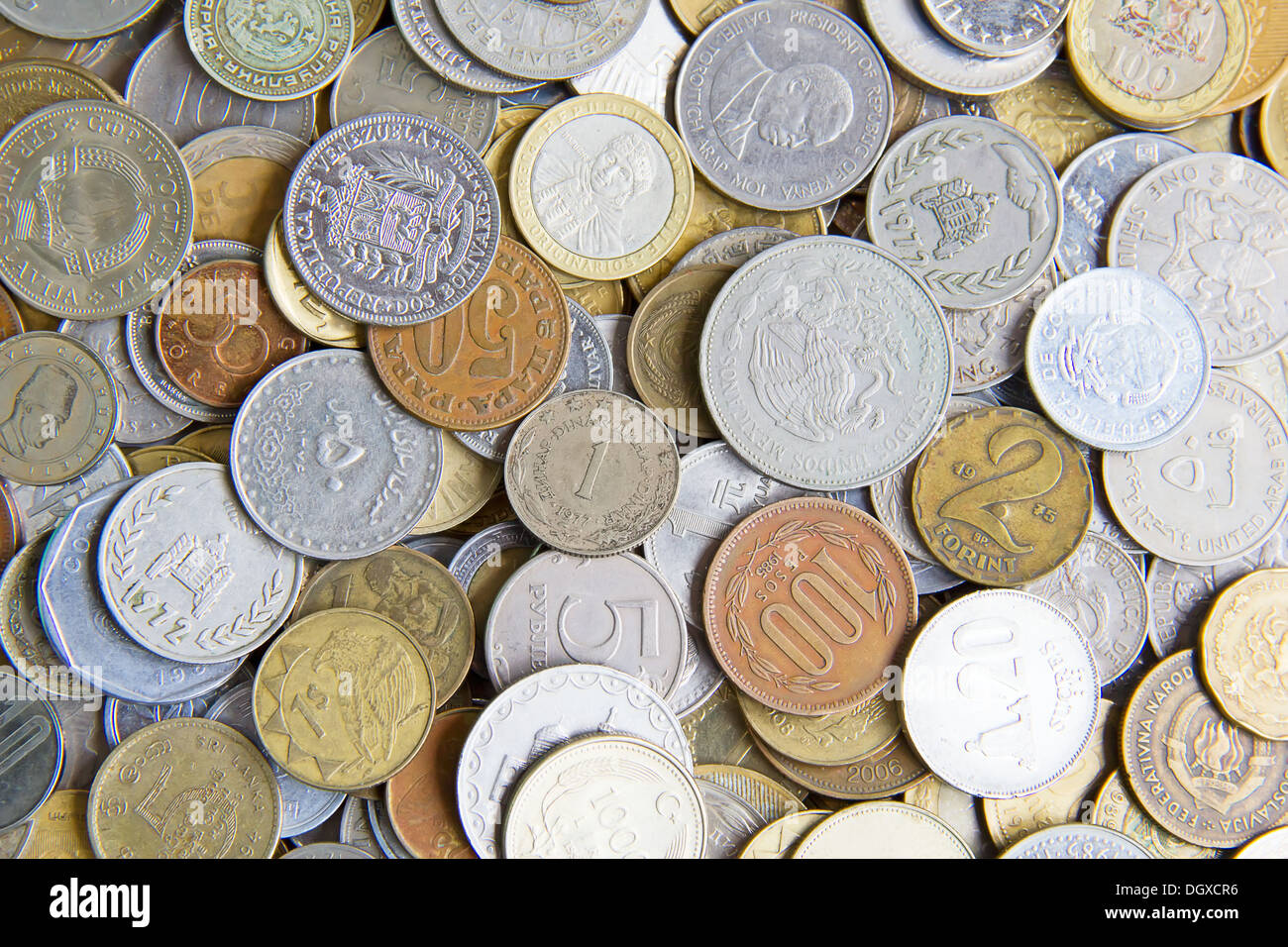 Collection of the old circulated coins Stock Photo - Alamy