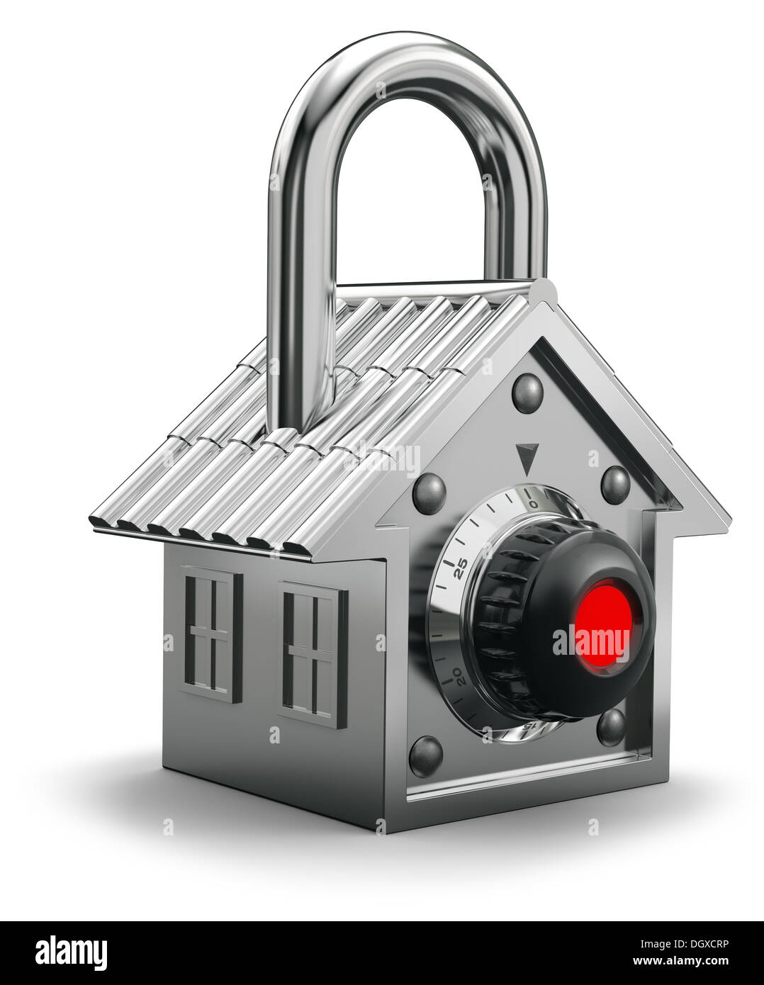 Padlock having the shape of a house, home security concept Stock Photo ...