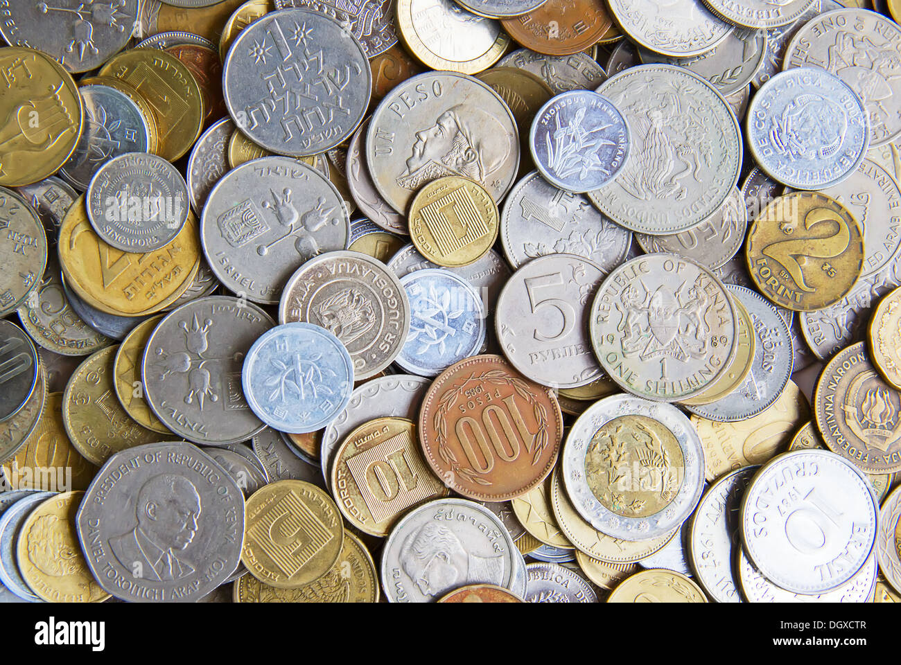 Collection of the old circulated coins Stock Photo - Alamy