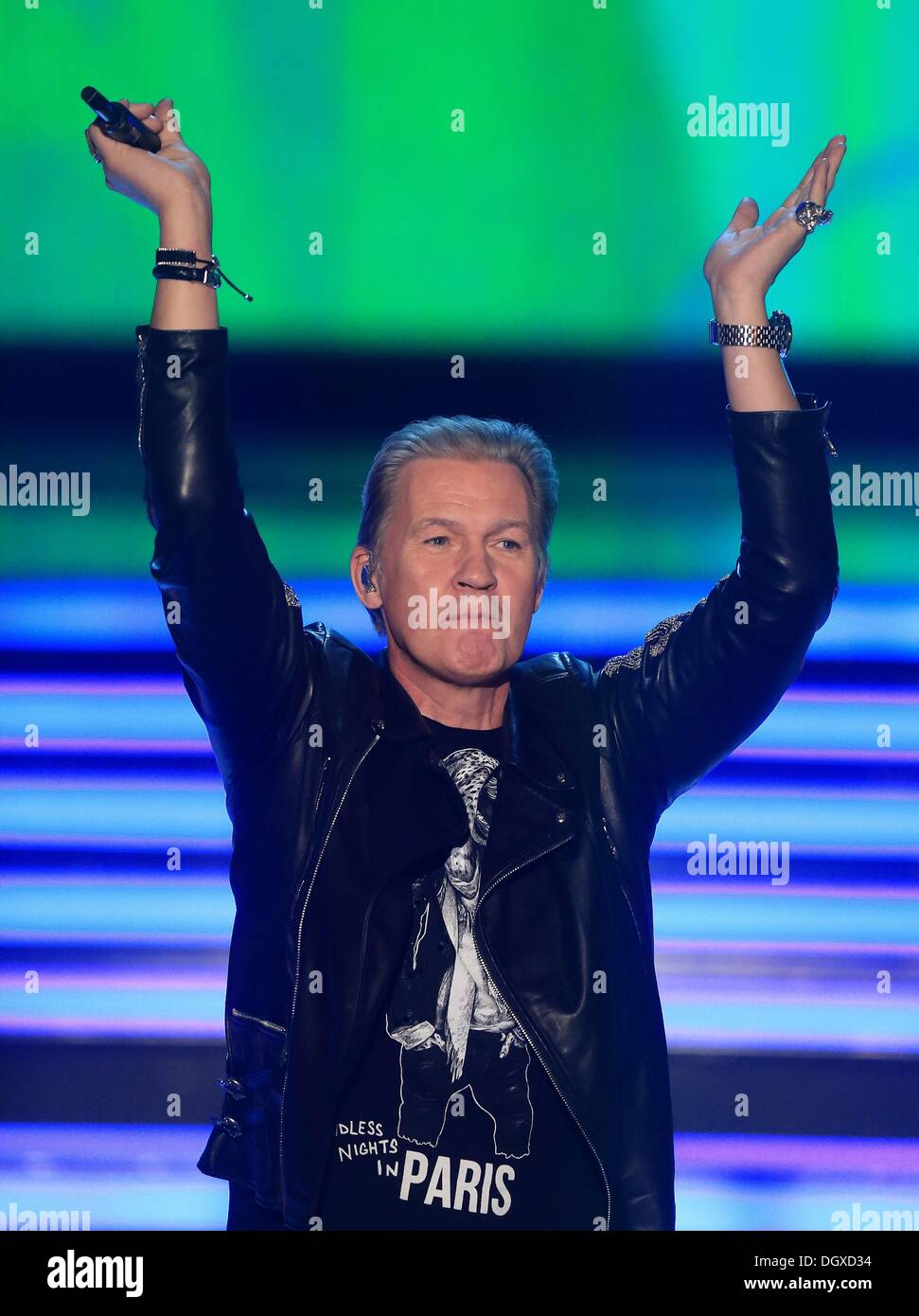 Magdeburg, Germany. 26th Oct, 2013. Irish singer Johnny Logan performs ...