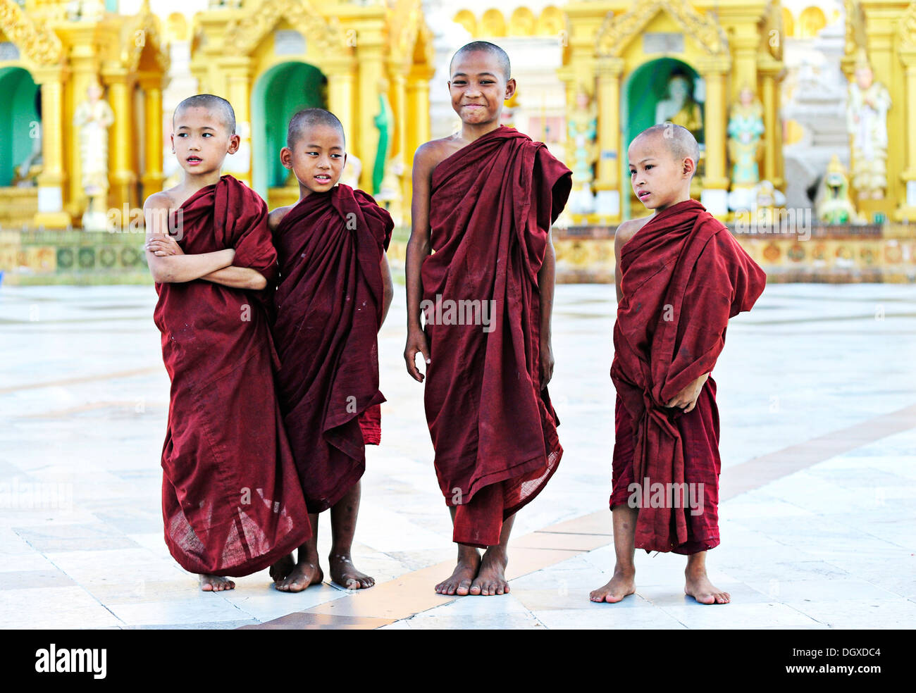 Buddhist novices in a monastery, Myanmar, Burma, Southeast Asia, Asia ...