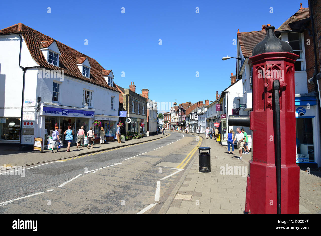 Vintage water pump on High Street, Great Dunmow, Essex, England, United ...