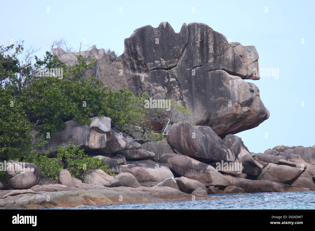 Granitic boulder formations on La Digue Island in The Seychelles Stock ...
