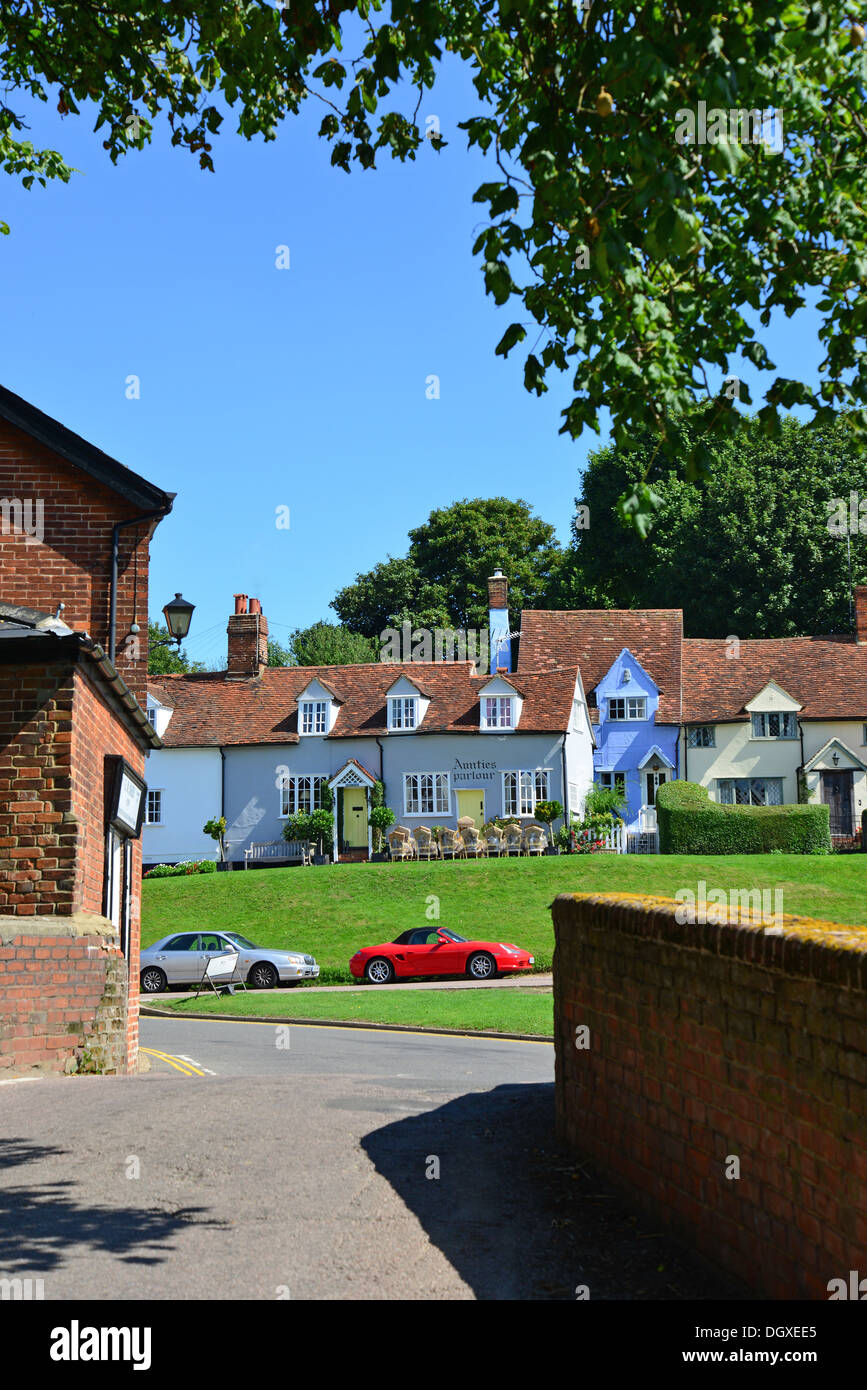 Period cottages from bridge in Finchingfield, Essex, England, United ...