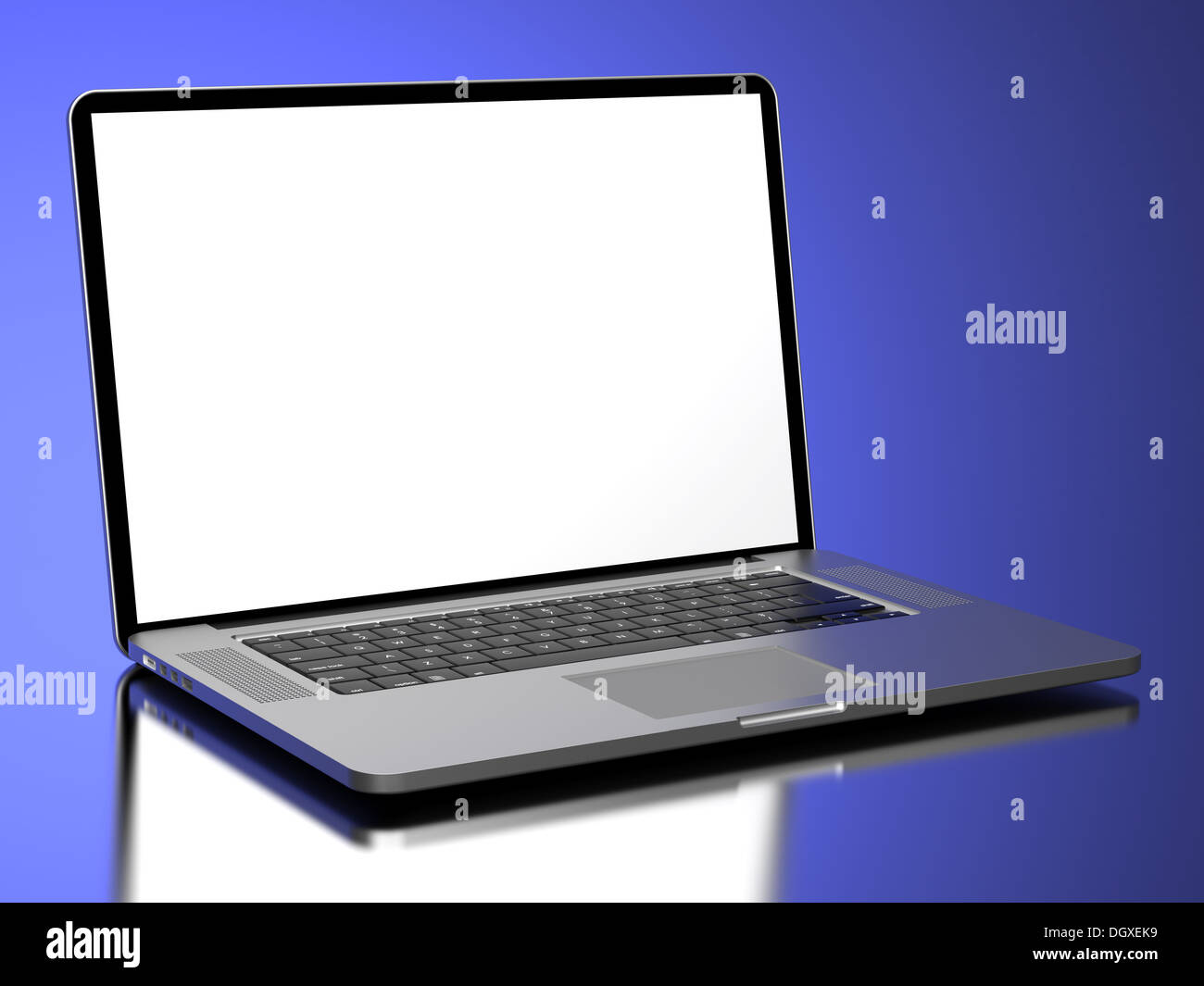 Modern Laptop on a blue background Stock Photo - Alamy