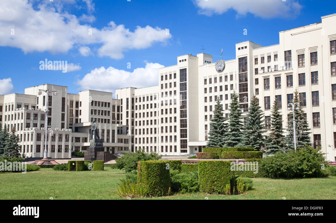 Parliament building on the Independence square in Minsk. Belarus Stock ...