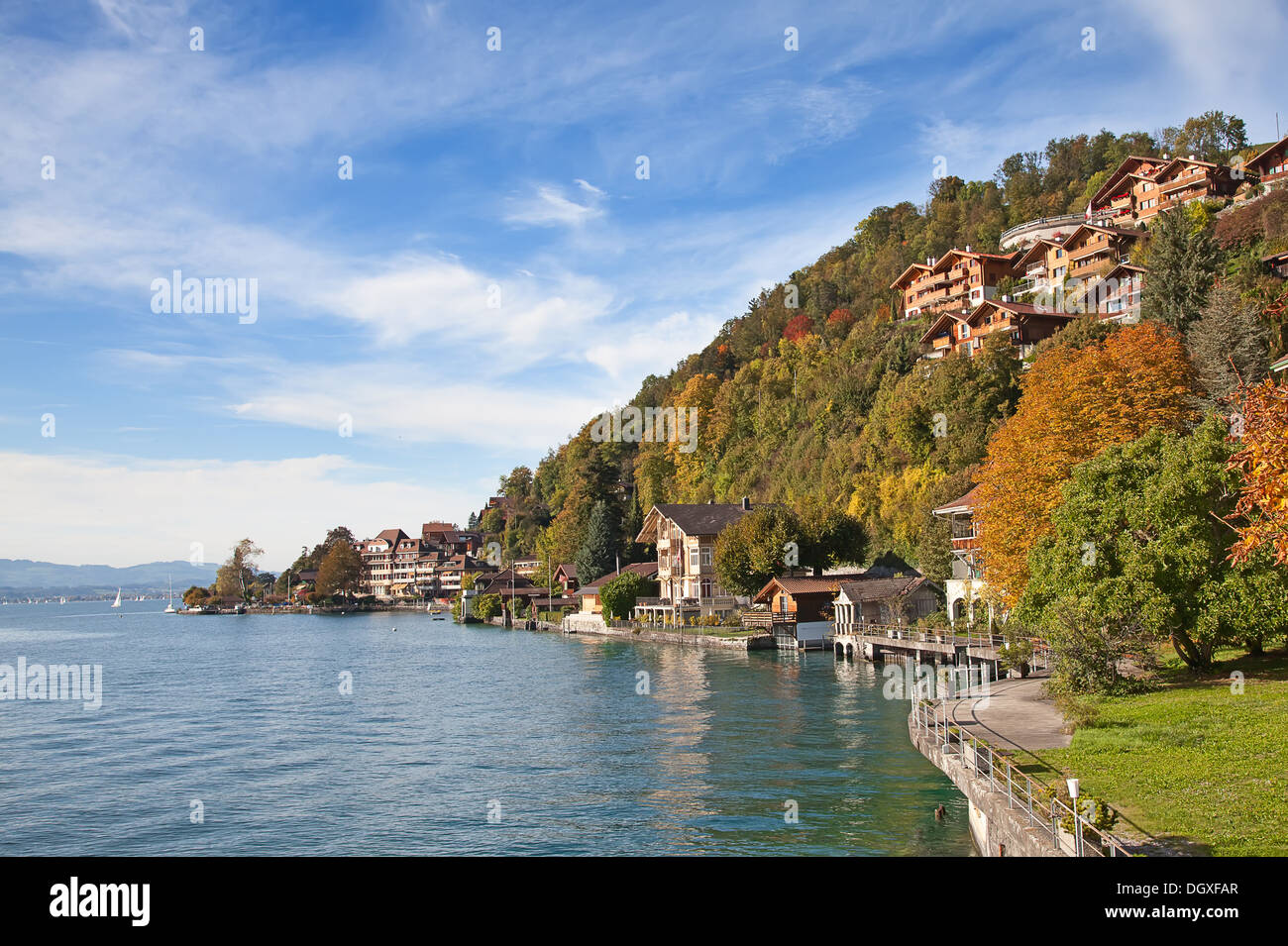 Gunten village on the lake Thun, Switzerland Stock Photo - Alamy