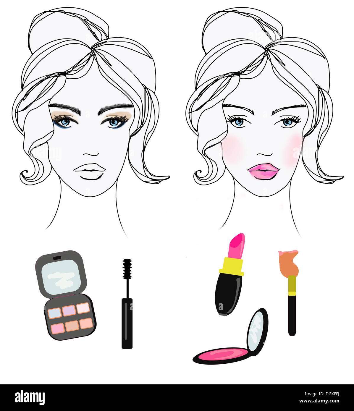 Beautiful Girl Wearing Half Face Makeup Stock Vector Image, 45% OFF