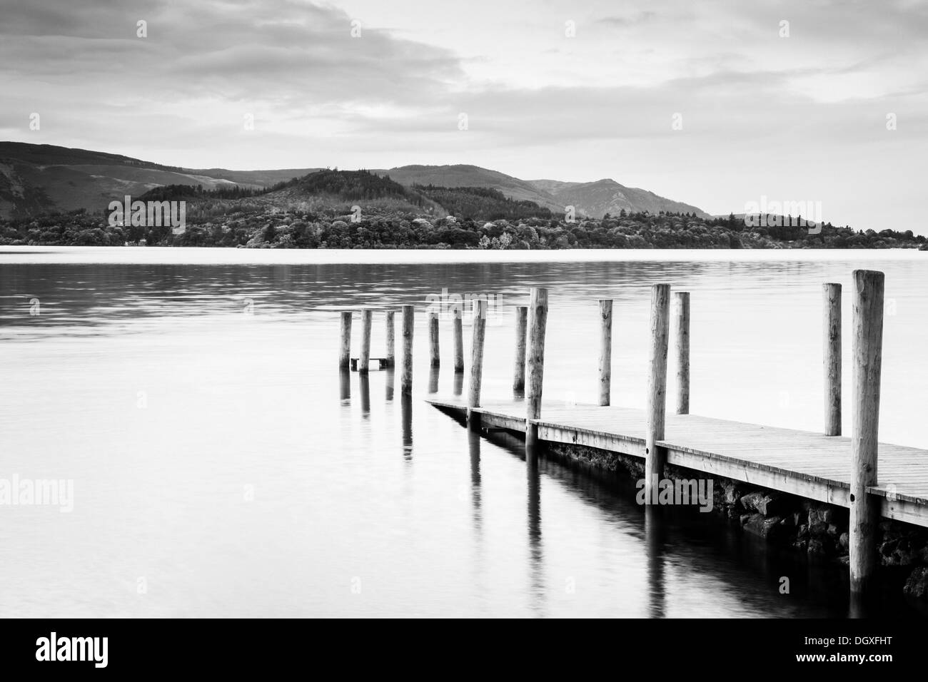 A jetty on Derwent Water in Borrowdale Valley. English Lake District ...