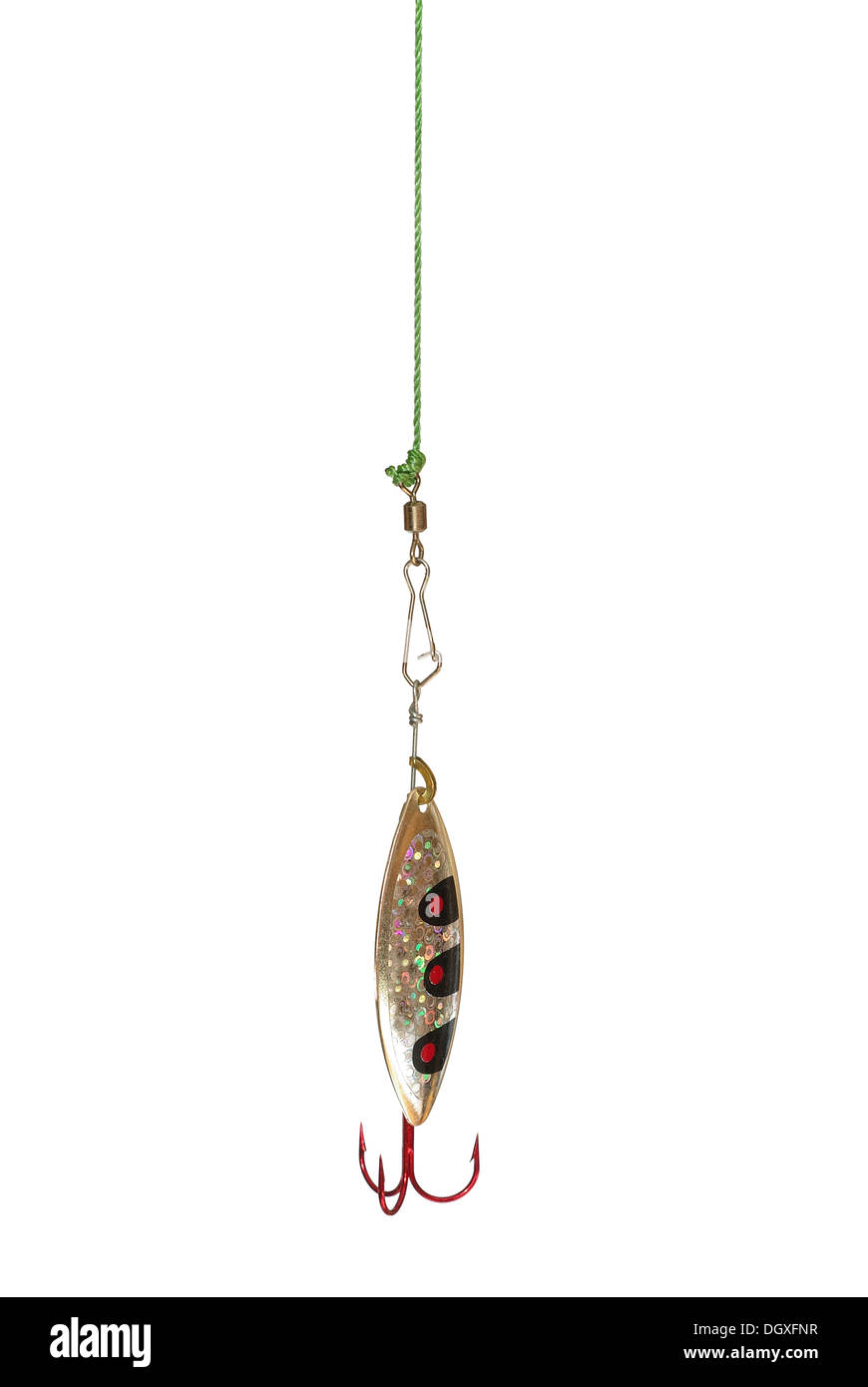 metal angling bait on white background Stock Photo - Alamy