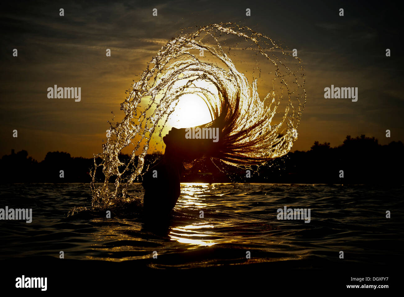 Woman Throwing Back Wet Hair High Resolution Stock Photography and ...
