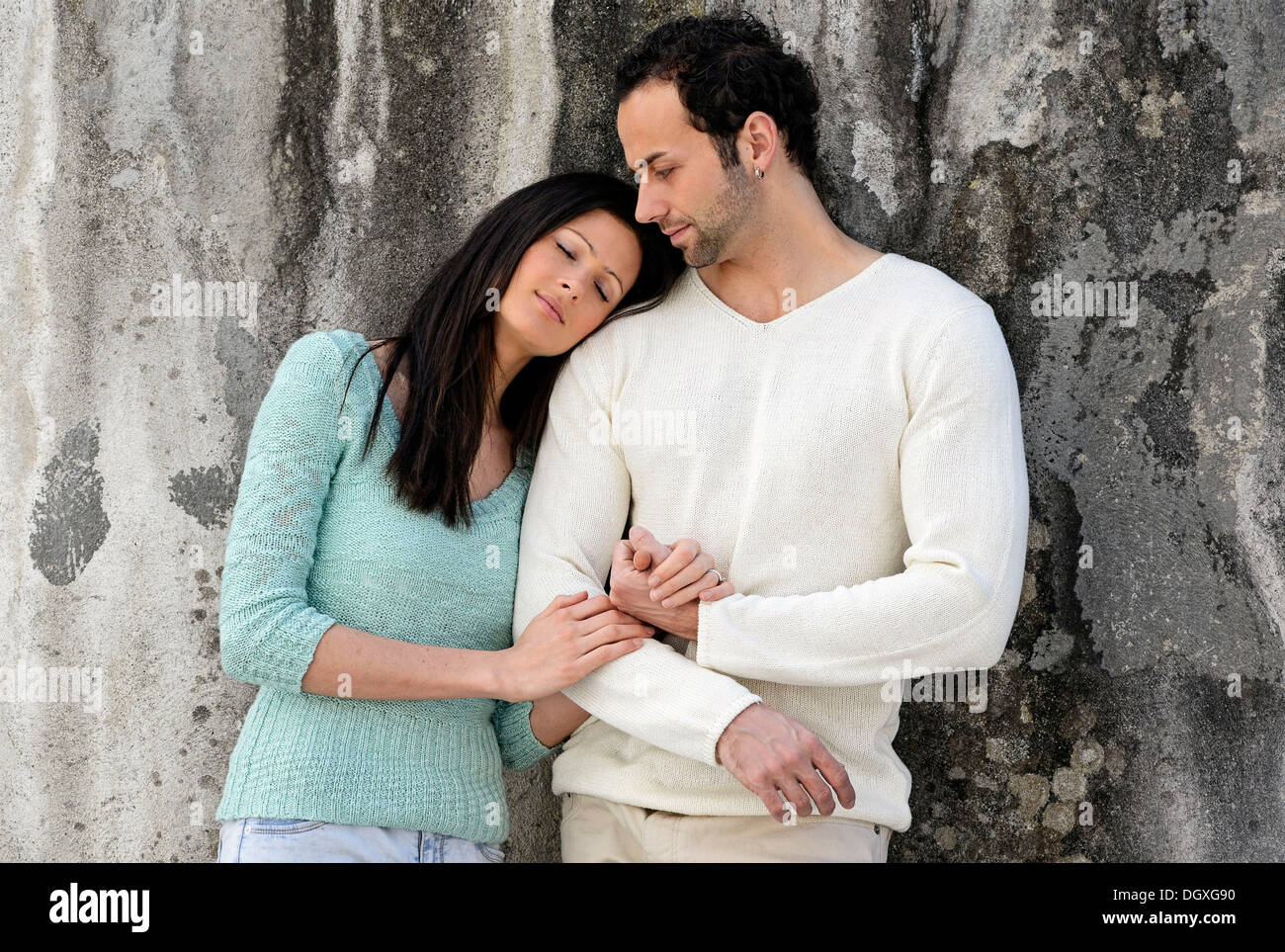 Young woman leaning on the shoulder of a young man, Austria Stock Photo ...