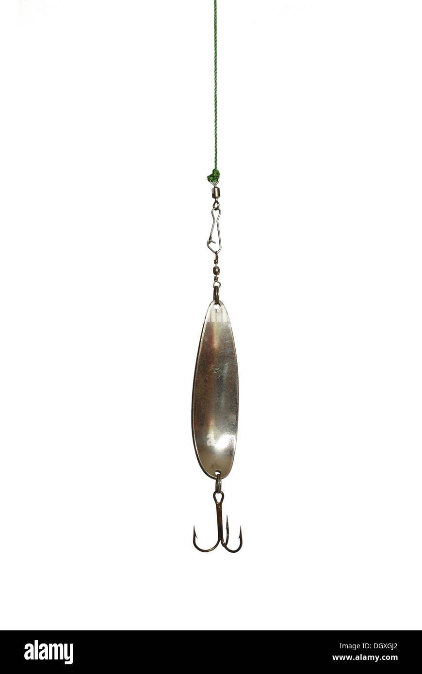 metal angling bait on white background Stock Photo - Alamy