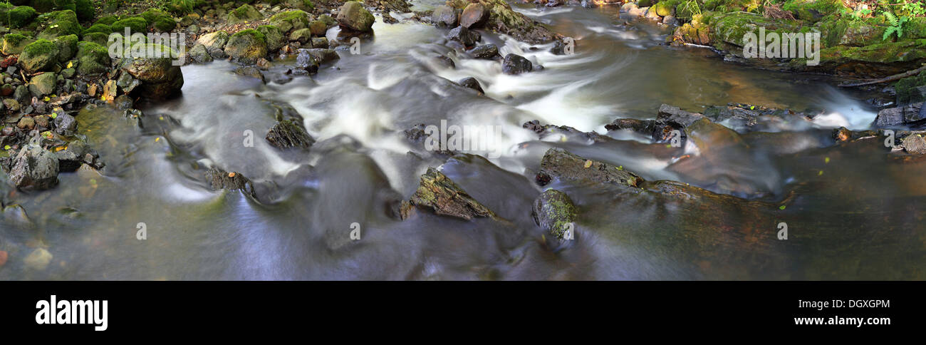 Panorama, mountain creek in the Mittelgebirge mountains, Greifenstein ...