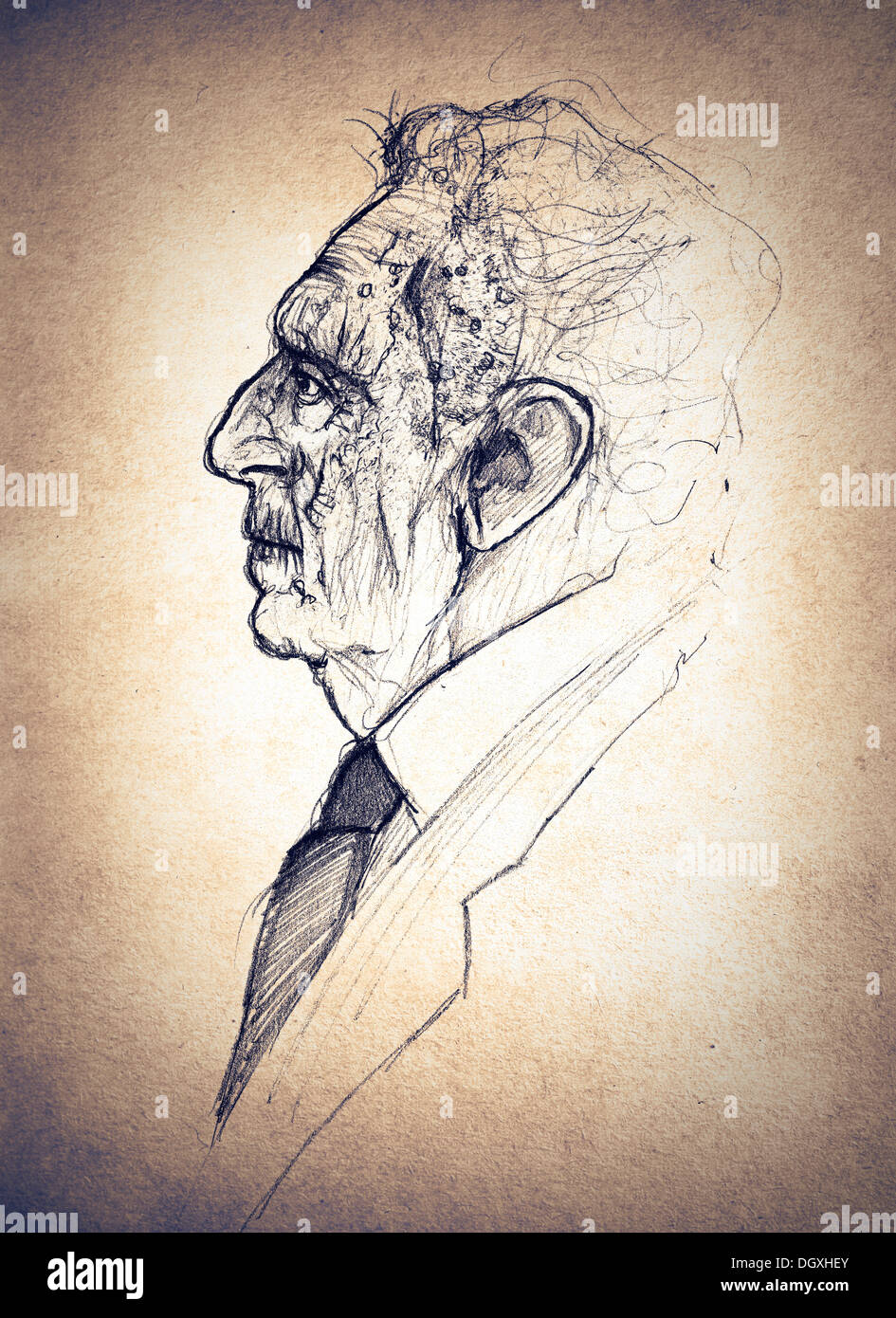 Portrait of an old man profile Stock Photo - Alamy