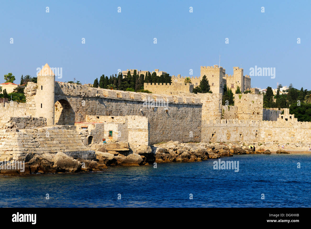 Port of Rhodes Town, Rhodes island, Greece, Europe Stock Photo - Alamy