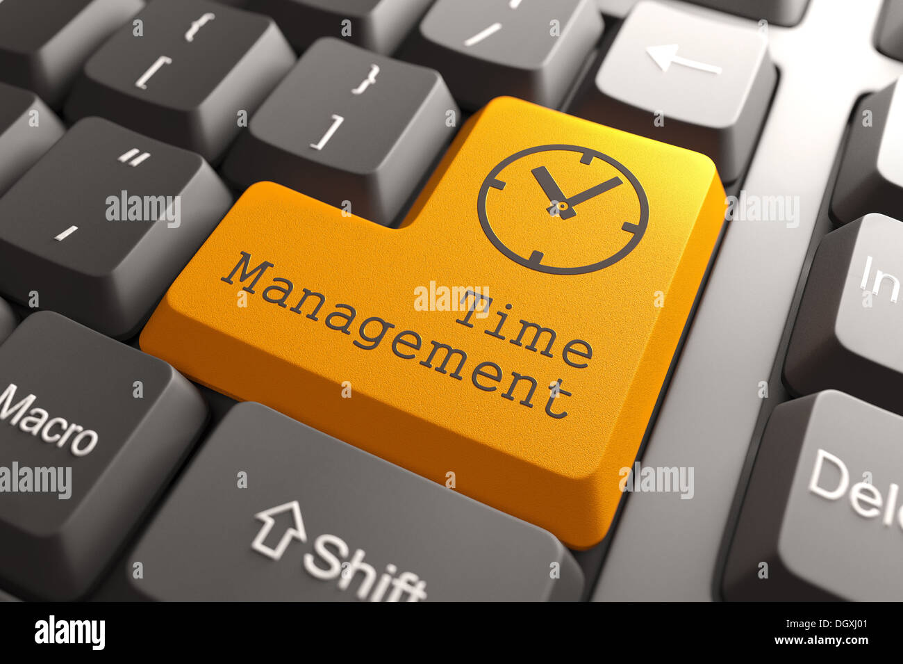 Keyboard with Time Management Button Stock Photo - Alamy