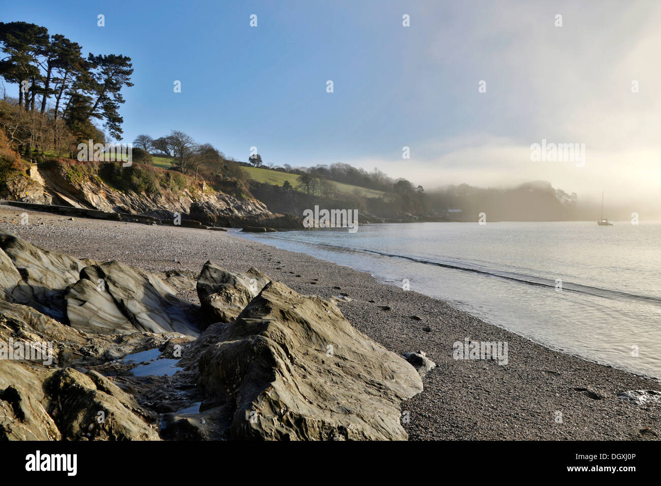 Trebah; Beach; Helford River; Looking Towards Durgan; Cornwall; UK ...
