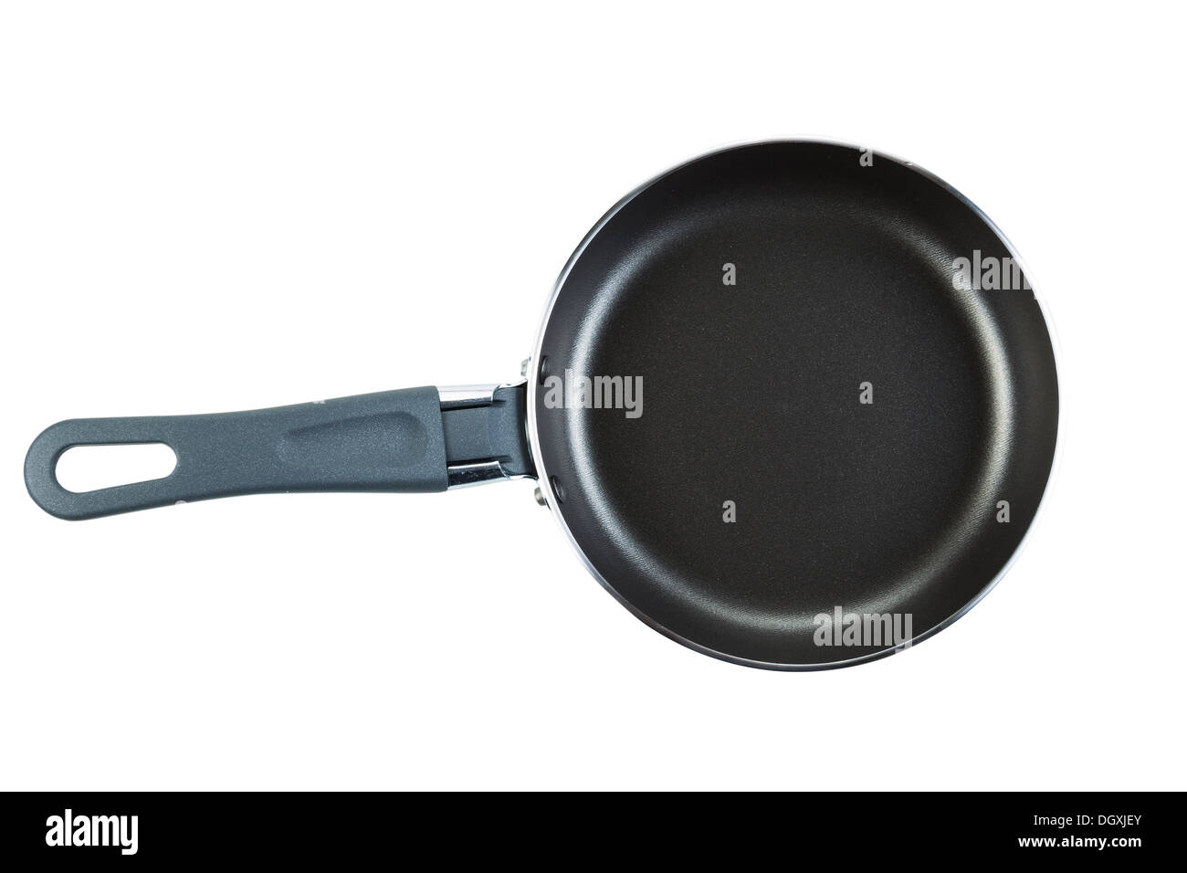 Horizontal photo of new gray and black frying pan isolated on white ...