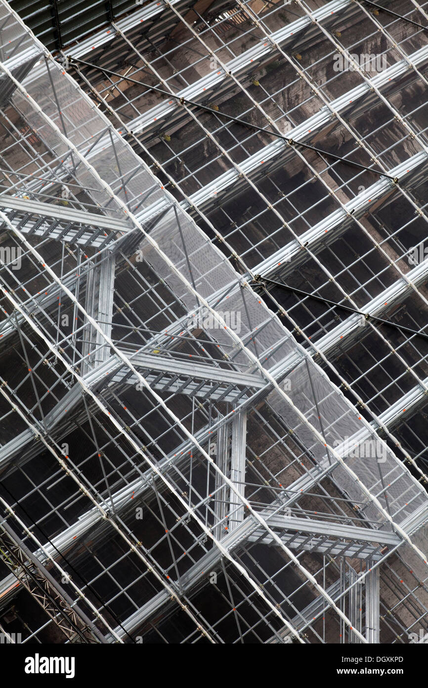 Scaffolding covers the Colosseum in Rome while it undergoes maintenance ...